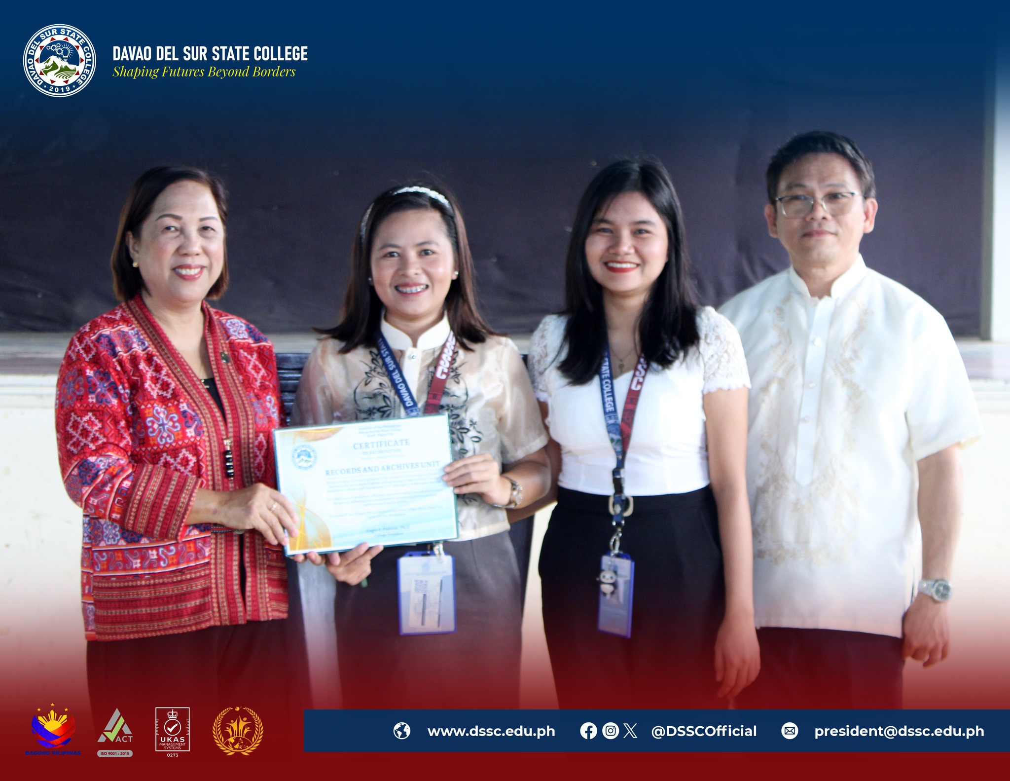 DSSC Honors Department for contributing to EQUATE Award and Highest DBM CY 2024 APR Ranking ...
